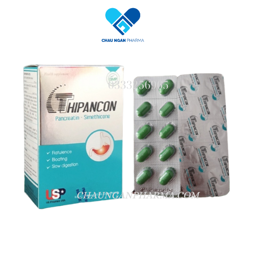 Tab. THIPANCON Usp Hộp 100 viên - Chống đầy hơi, ăn không tiêu Viên màu ...