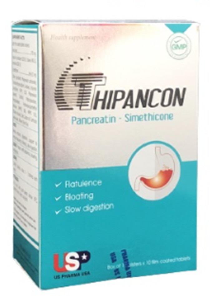 Tab. THIPANCON Usp Hộp 100 viên - Chống đầy hơi, ăn không tiêu Viên màu ...