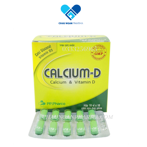 CALCIUM – D PP.Pharco Hộp 100 viên Nén - Châu Ngân - CHÂU NGÂN PHARMA